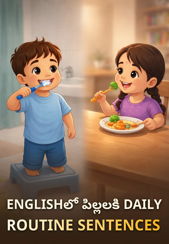 Englishలో పిల్లలకి Daily Routine Sentences | Easy English for Kids